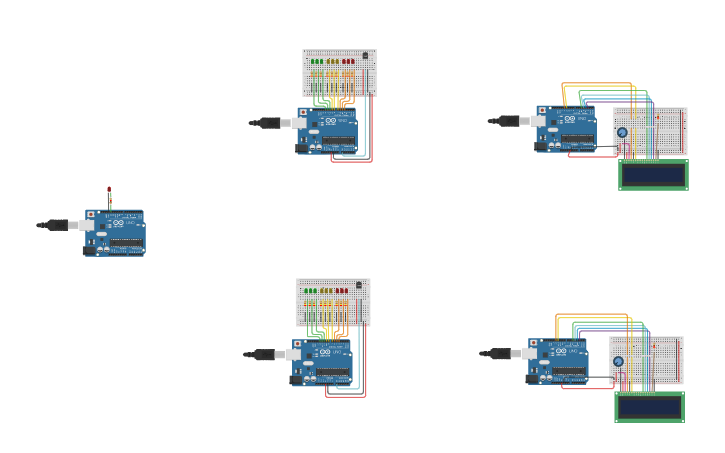 Circuit design LIP arduino sensor de temperatura com LEDs | Tinkercad