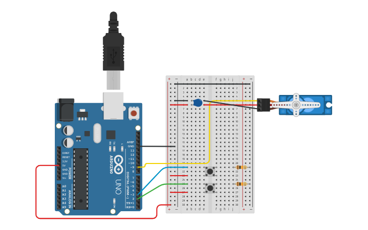 Circuit design Control de un Servo motor - Tinkercad