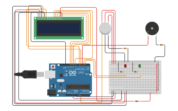 Circuit design Fire alarm - Naim - Tinkercad