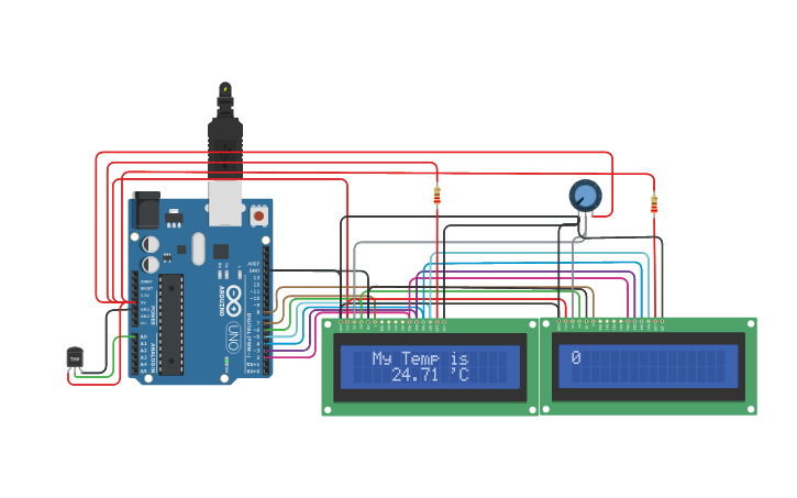 Circuit design LCD Temp - Tinkercad