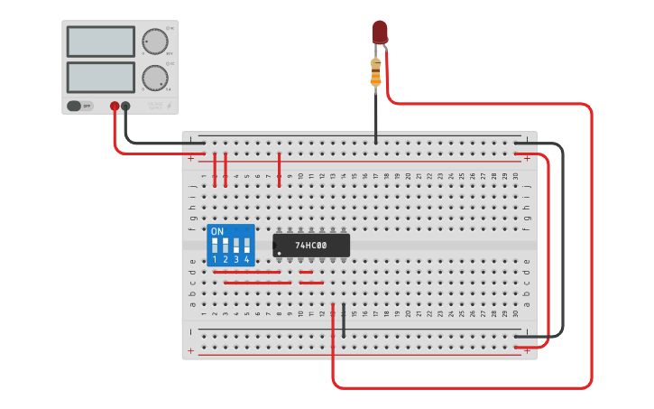 Circuit design REALIZATION OF AND GATE USING NAND GATE | Tinkercad