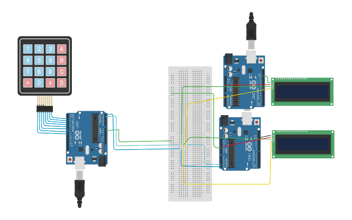Circuit design I2C Y KEYPAD - Tinkercad
