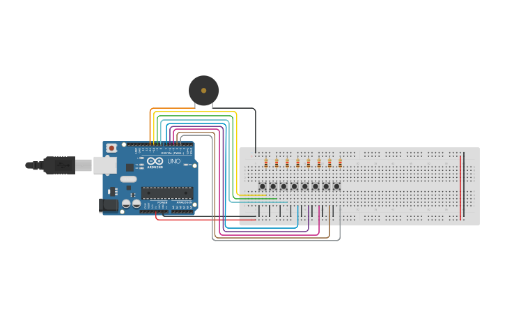 Circuit design Piezo musical - Tinkercad
