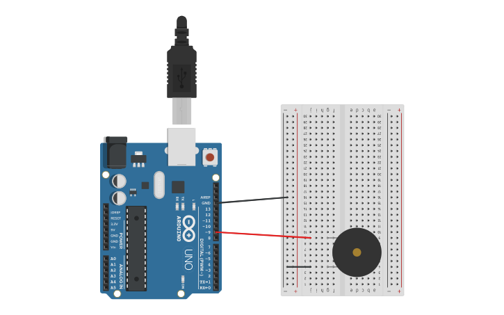 Circuit design Buzzer - Tinkercad