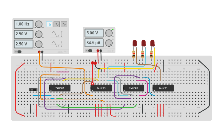 Circuit Design 3bit Asynchronous Up Down Counter Tinkercad