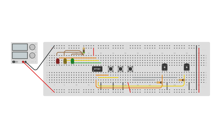 Circuit Design 3 Leds 3 Buttons 5 Pins Npn Transistors Attiny85