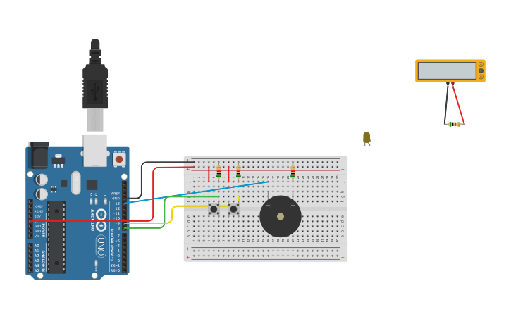 Circuit design Ensino Maker - Aula 06 - Botão Pulsador - Tinkercad