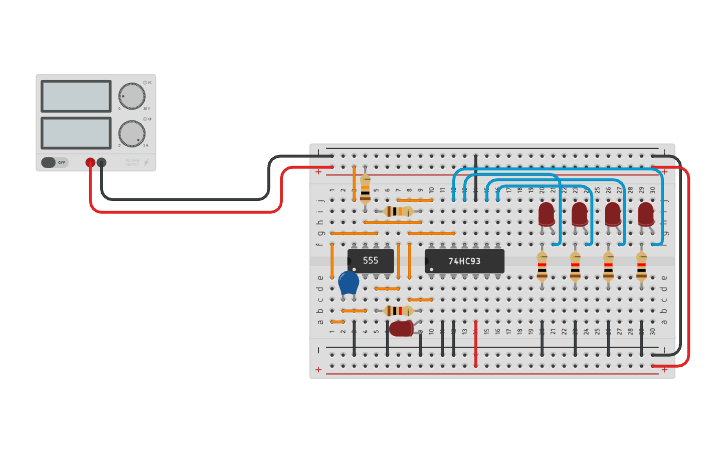 Circuit design circuito 7493 - Tinkercad