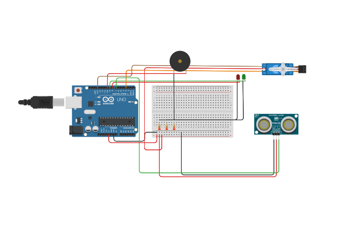 Circuit design Cancela automatica com arduino. - Tinkercad