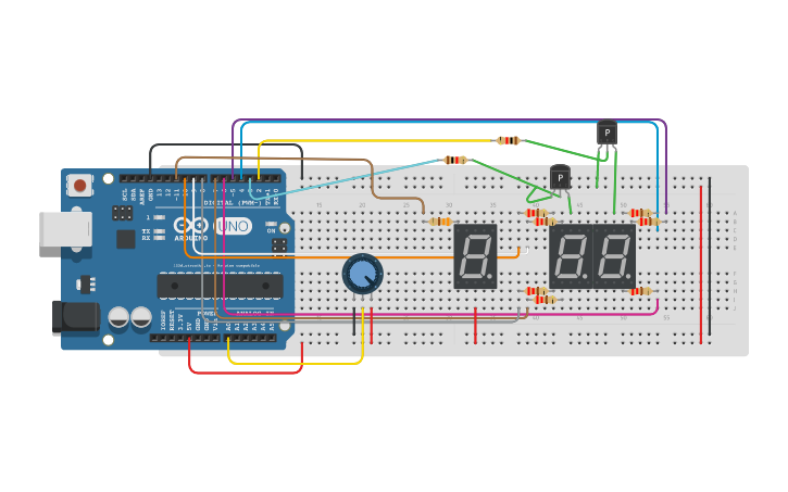 Circuit design Display 7 Segmentos - Tinkercad