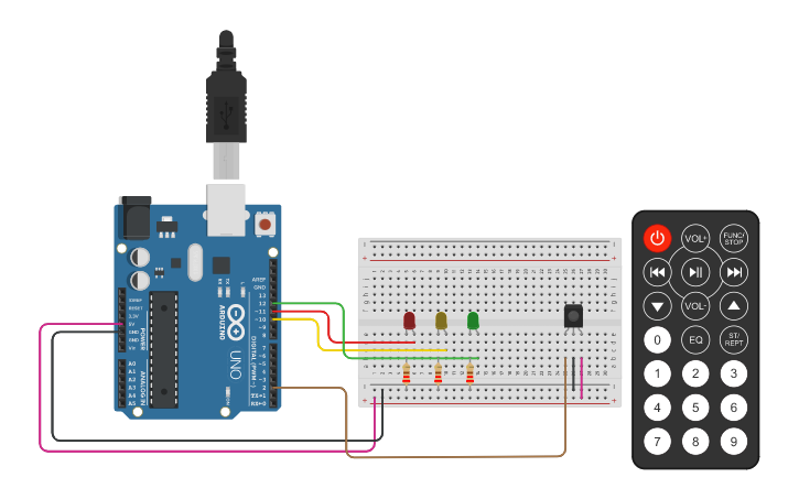 Circuit design Instalasi Listrik (IR Remote) | Tinkercad