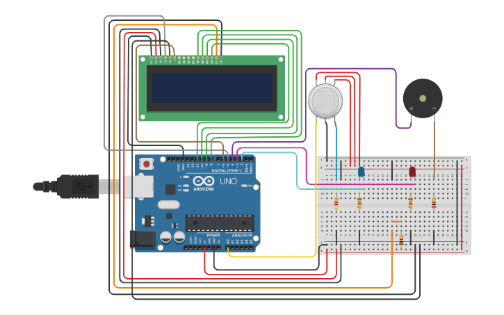 Circuit design GAS Detector serial dust - Tinkercad