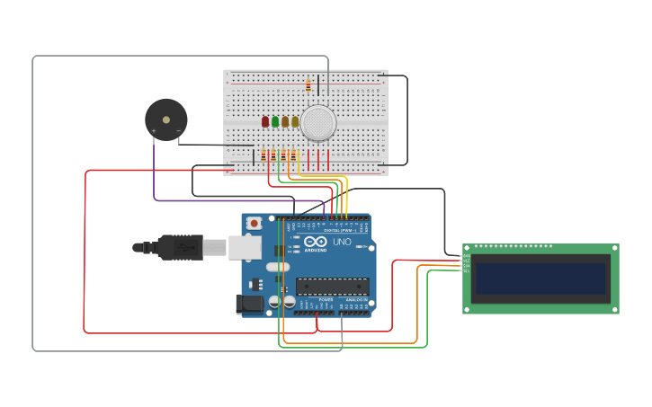 Circuit design Program 6: Air Quality Gas Sensor (MQ135) - Tinkercad