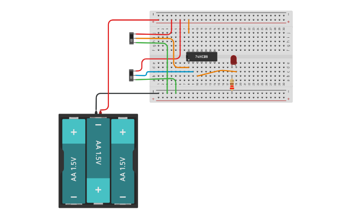 Circuit design AND GATE 7408 | Tinkercad