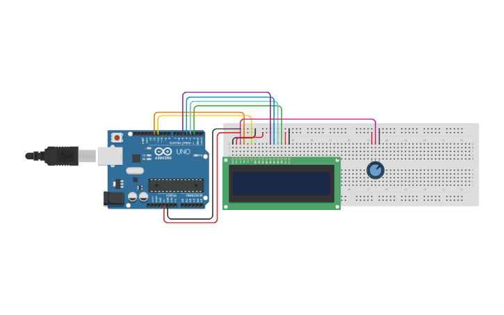 Circuit design Projeto LCD | Tinkercad