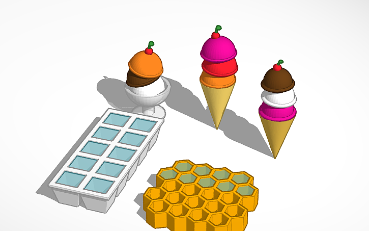3D design Ice Cream & Ice Tray - Tinkercad