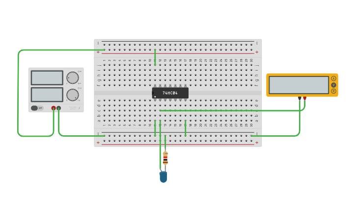 Circuit design NOT GATE - Tinkercad