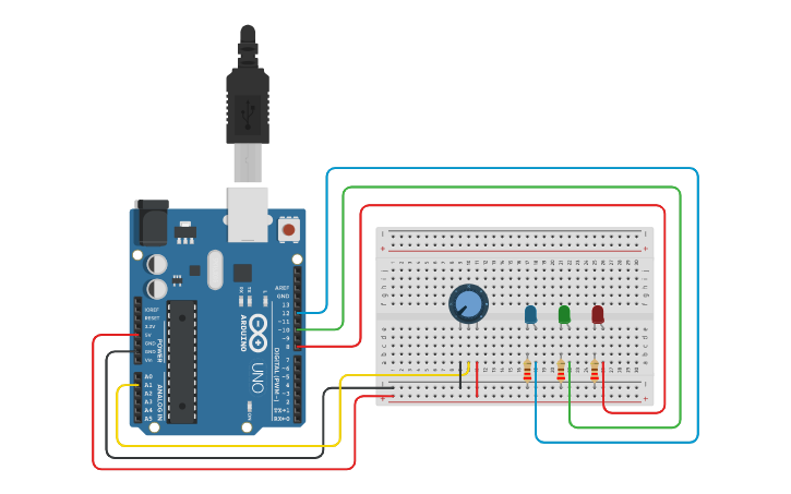 Circuit design Programming with Potentiometer - Tinkercad