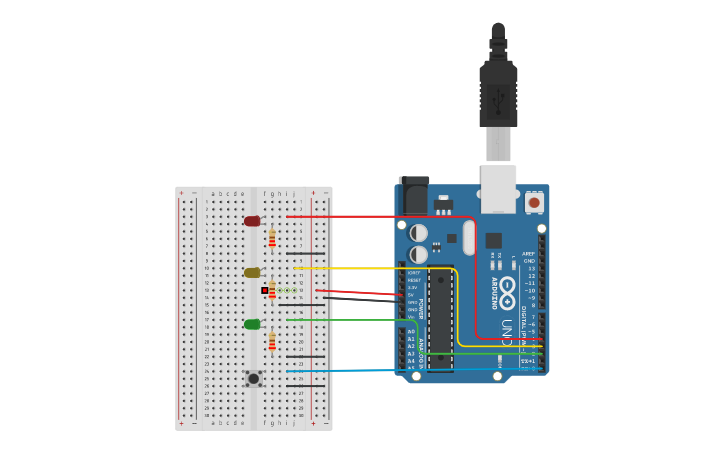 Circuit design Traffic Light - Tinkercad