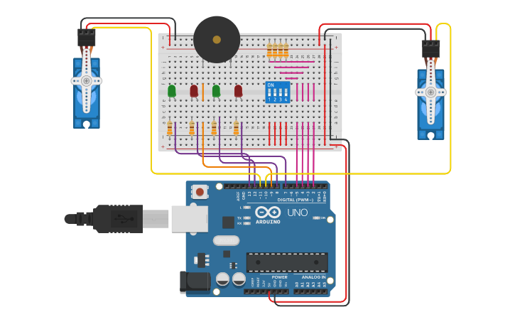 Circuit design Servomotor - Tinkercad
