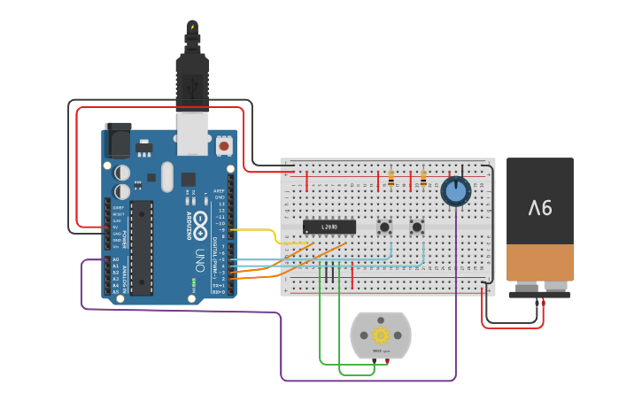 Circuit design DC motor project - Tinkercad