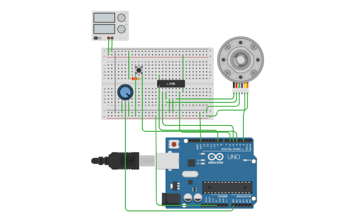 Circuit design Copy of DC motor with encoder to distance | Tinkercad