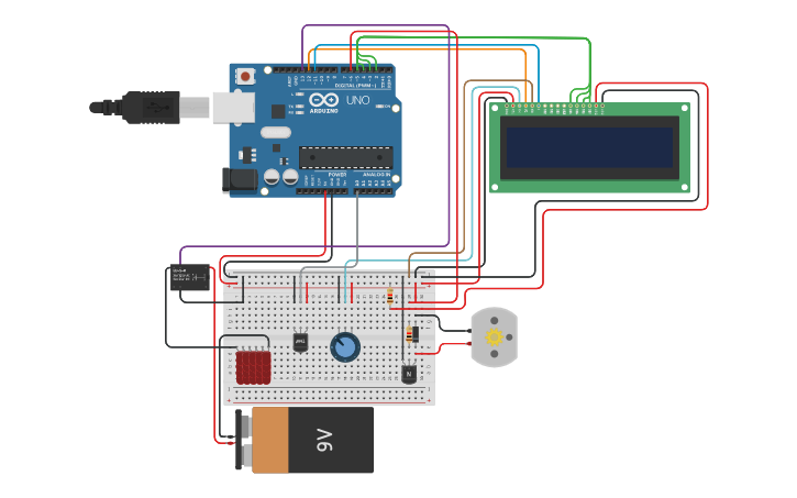 Circuit design Automatic Room Temperature Control System - Tinkercad