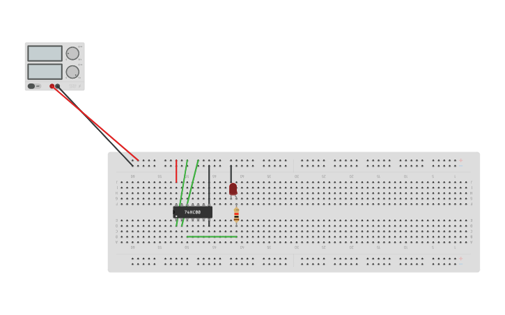 Circuit design 7400(NAND GATE) - Tinkercad