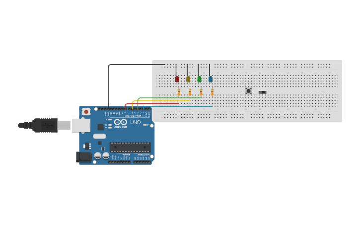 Circuit Design Arduino 4 Leds Tinkercad 1245