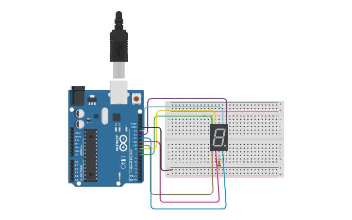 Circuit design CONTADOR 0 A 9 Y APELLIDO CON ARDUINO UNO EN TINKERCAD ...
