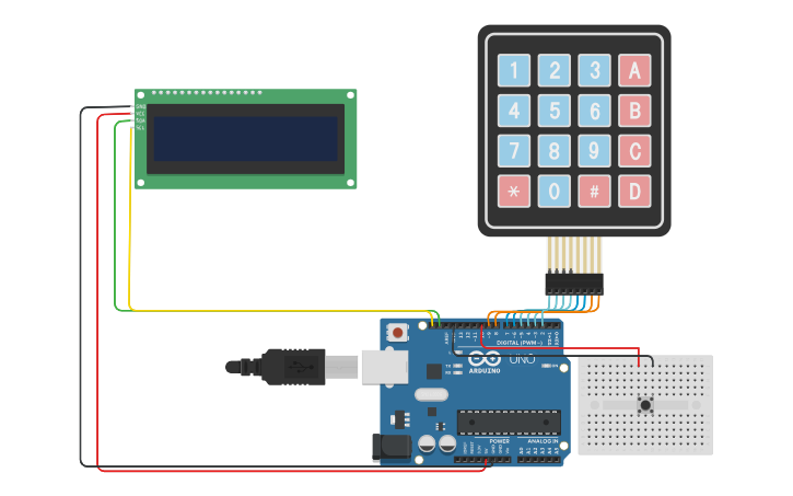 Circuit design INTERFACING WITH A 4x4 KEYPAD - Tinkercad