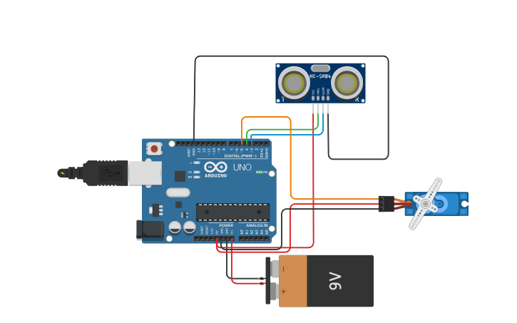 Circuit design Smart Dustbin - Tinkercad