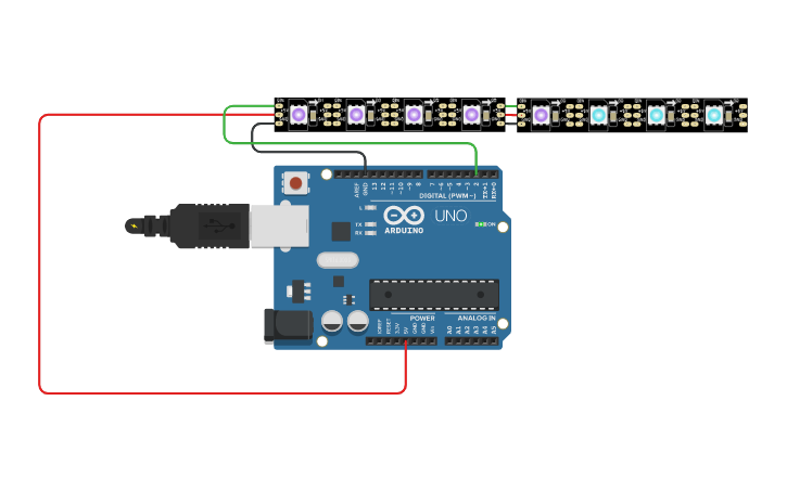 Circuit design Color Changing LED Strip - Tinkercad