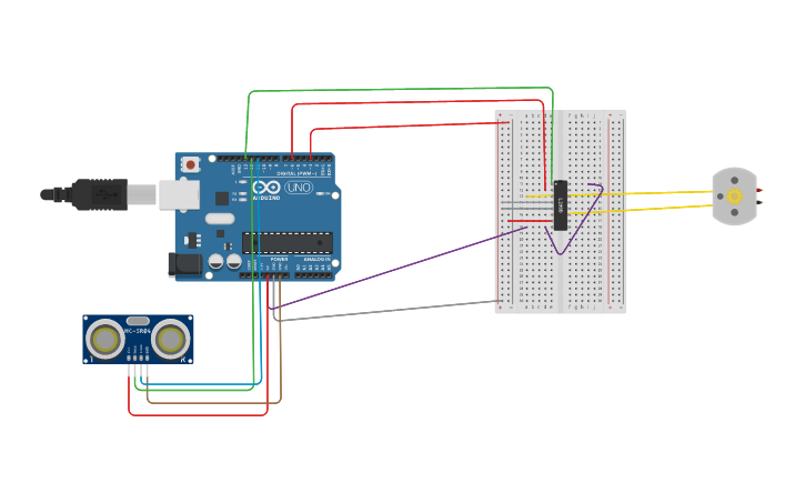 Circuit Design Simulation Of Ultrasonic With Dc Motor Tinkercad