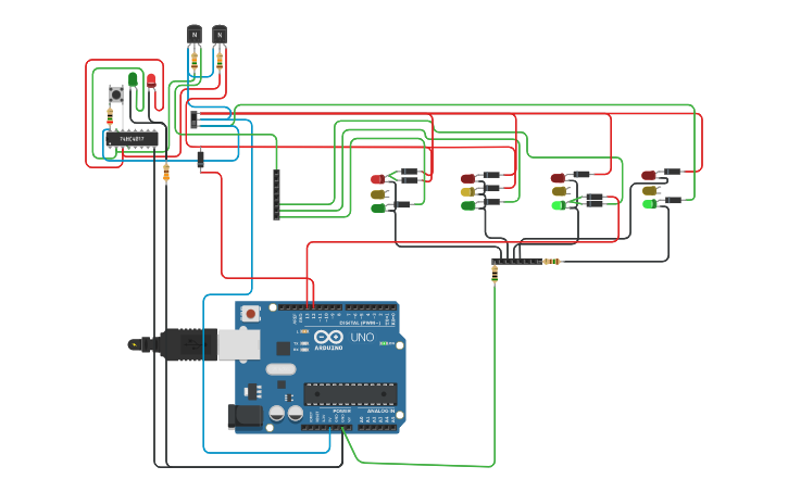 Circuit design Signals rail switch changes - Tinkercad