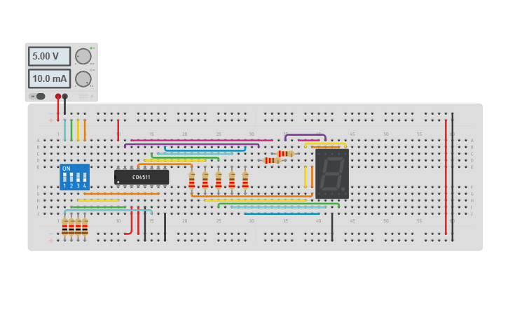 Circuit design Copy of BCD to 7-segment Decoder - Tinkercad