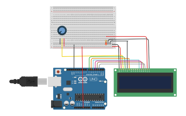 Circuit design Arduino con LCD - Tinkercad