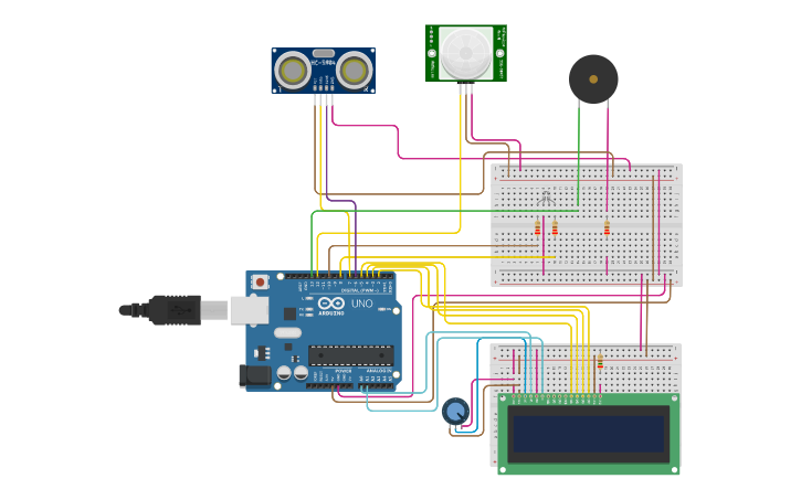Circuit Design A04 Social Distancing Detector Using Arduino Tinkercad