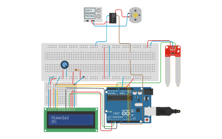 Circuit design Sistema de Riego Automatico RVL - Tinkercad