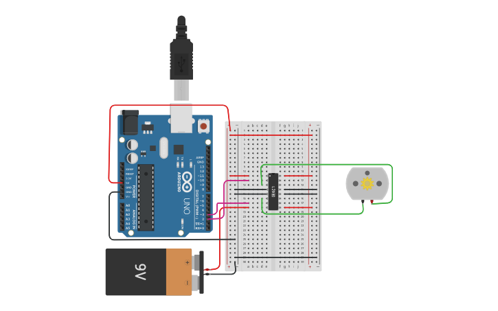 Circuit design dc motor - Tinkercad