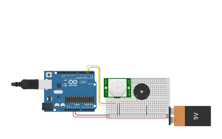 Circuit design motion sensor - Tinkercad
