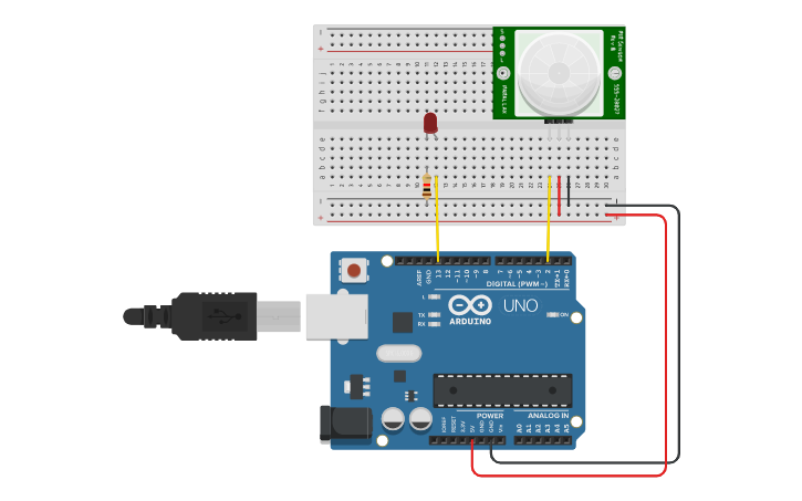 Circuit design Sensor de Movimento - Tinkercad