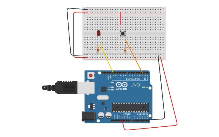 Circuit design Push button - Tinkercad