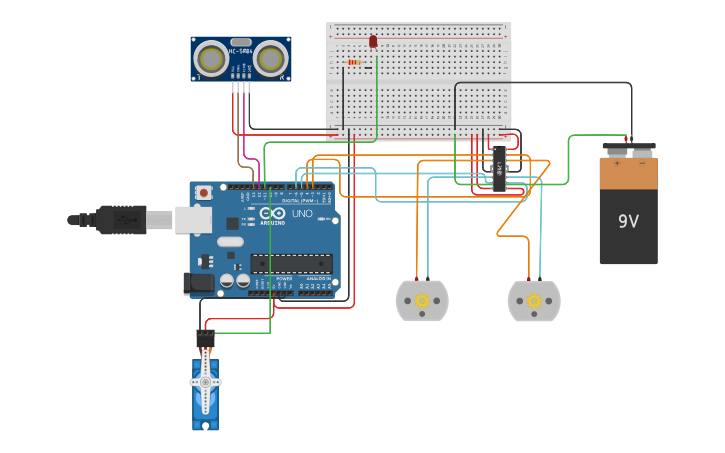 Circuit Design Obstacle And Edge Avoiding Robot Tinkercad