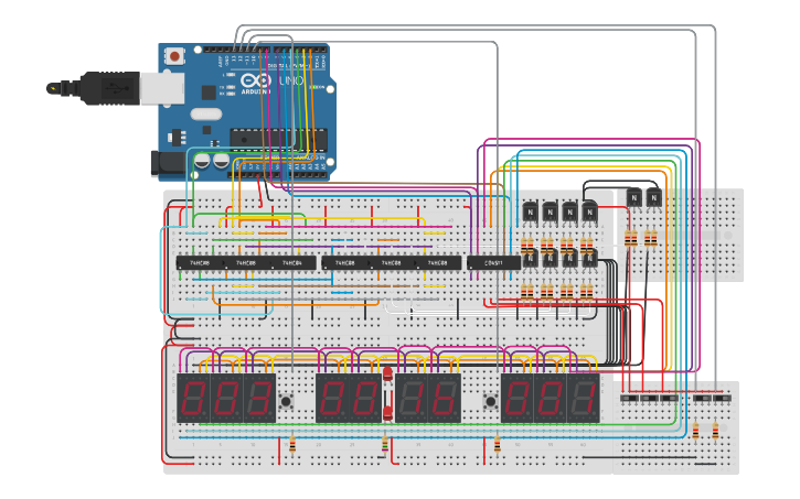 Circuit design Football ScoreBoard - Tinkercad