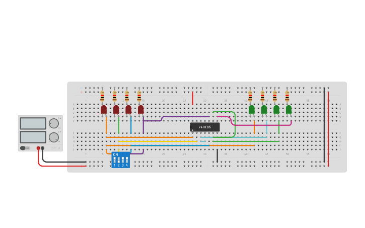 Circuit design Gray to Binary converter | Tinkercad