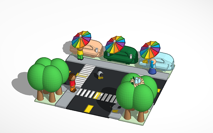 3D design Food Trucks & Road - Tinkercad