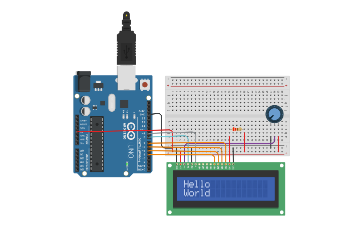 Circuit design Lab 5 : LCD 16x2 - Tinkercad