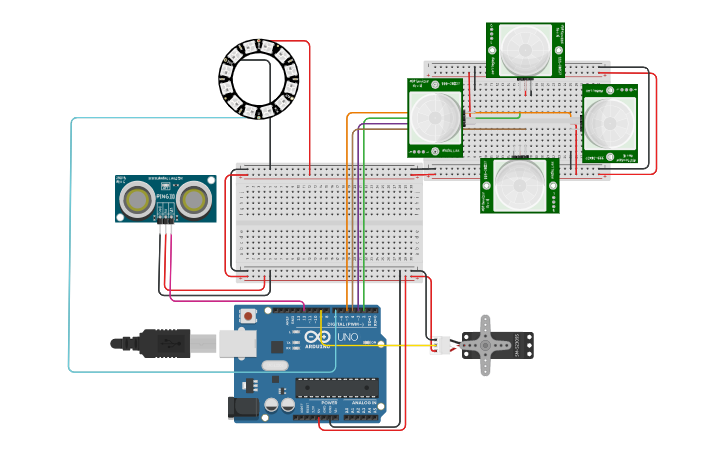 Circuit design Smart Dustbin - Tinkercad