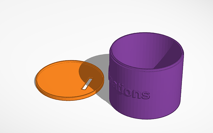 3D design Donation box with lid blank for your logo - Tinkercad